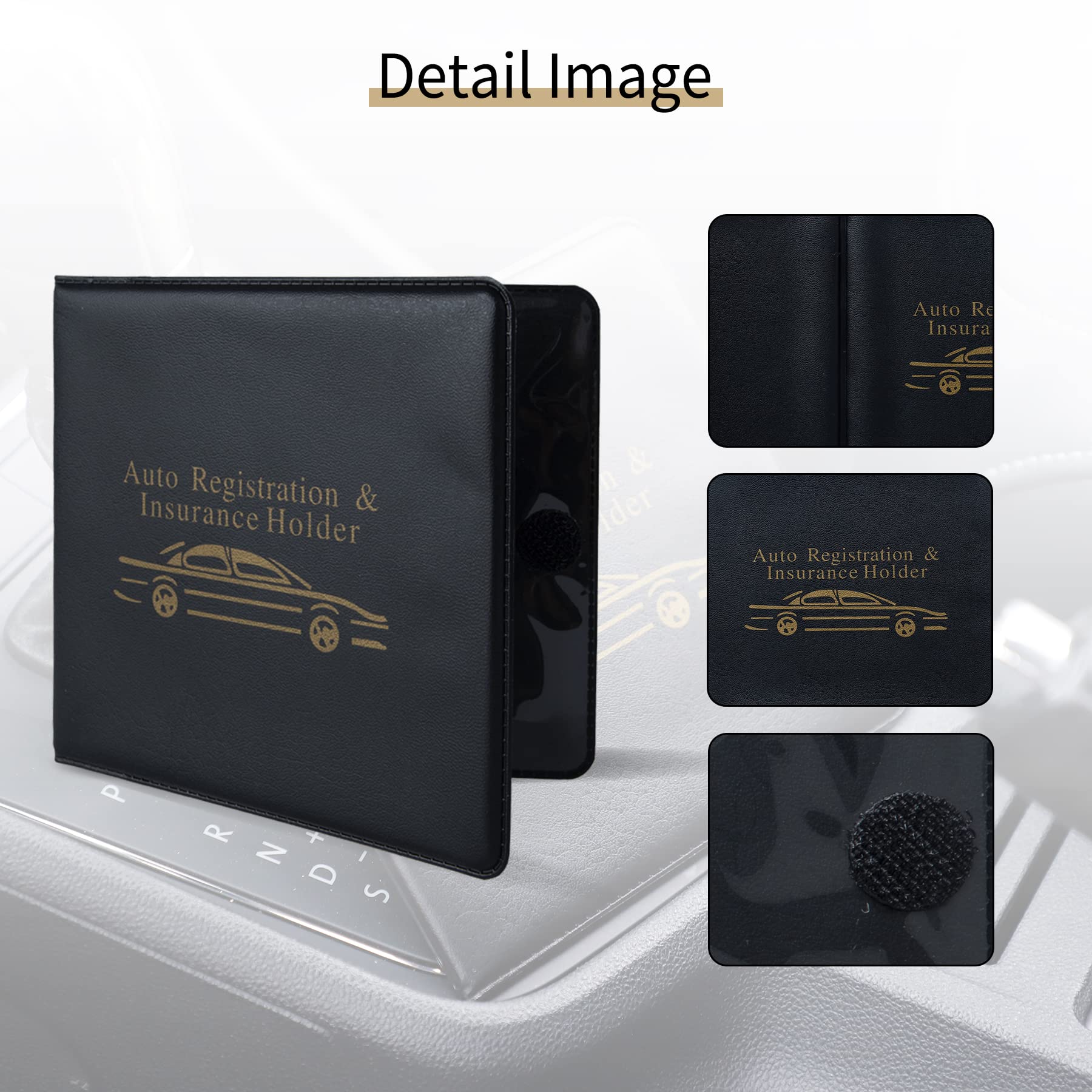 GaRhomxy Car Insurance and Registration Holder, ID Insurance Card and Registration Holder, Car Interior Accessories, Case Wallet for Auto Document Organizers (Black) - 2 Pack