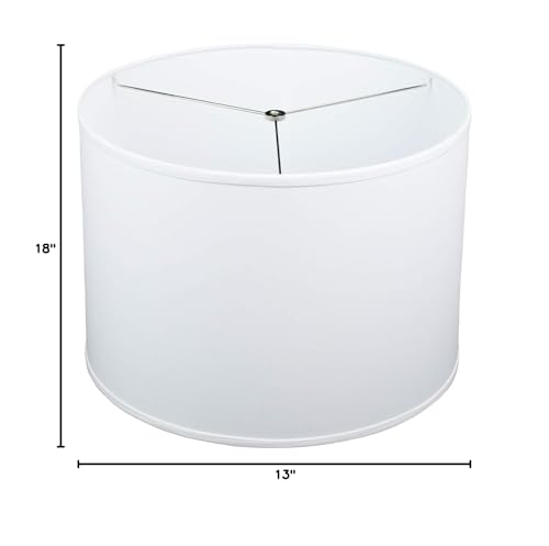FenchelShades.com 18" Top Diameter x 18" Bottom Diameter 13" Height Cylinder Drum Lampshade USA Made (Linen White)