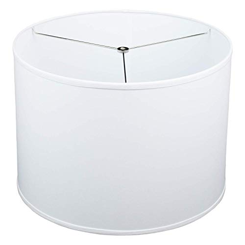 FenchelShades.com 18" Top Diameter x 18" Bottom Diameter 13" Height Cylinder Drum Lampshade USA Made (Linen White)