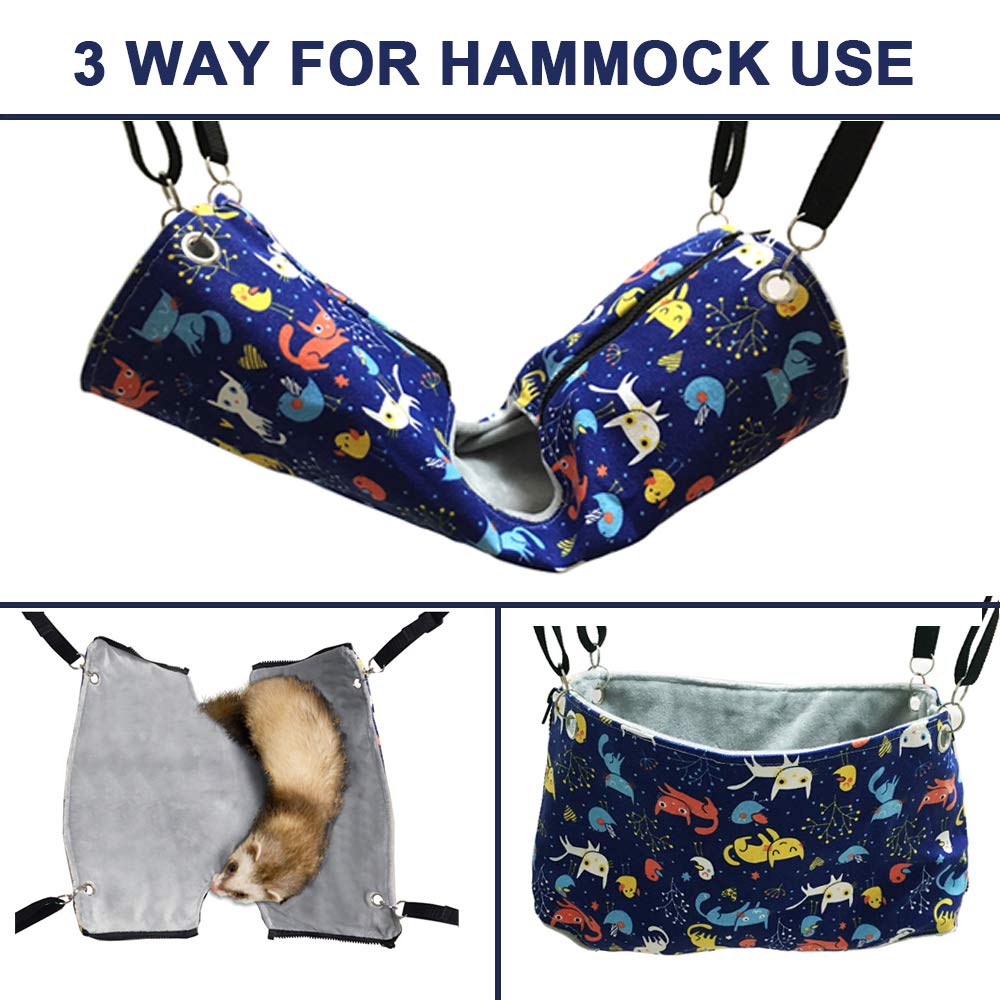 FULUE Ferret Rat Critter Nation Cage Accessories,Ferret Rat Hammock Set Hanging Bed Tent Tunnel for Any Small Animal Bedding
