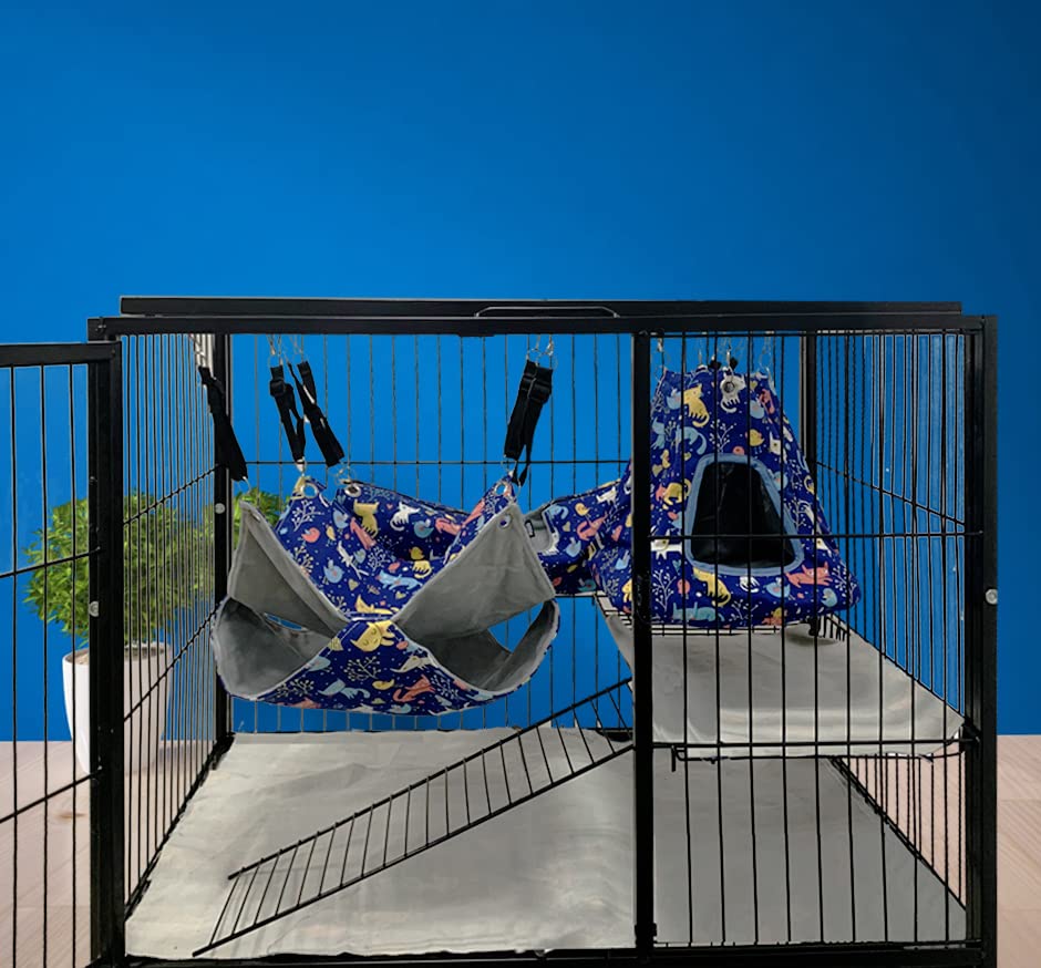 FULUE Ferret Rat Critter Nation Cage Accessories,Ferret Rat Hammock Set Hanging Bed Tent Tunnel for Any Small Animal Bedding