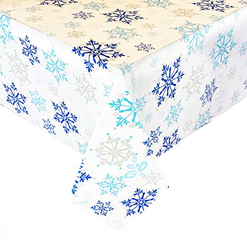 DECOSTYLE, Premium Disposable Table Cover, Frozen, elsa, Snowflake, Crystal, Parties, Winter Theme, Plastic, Birthday Party, Rectangular Decorations, Tablecloth, Table Cloths 54 Inch x 108 Inch