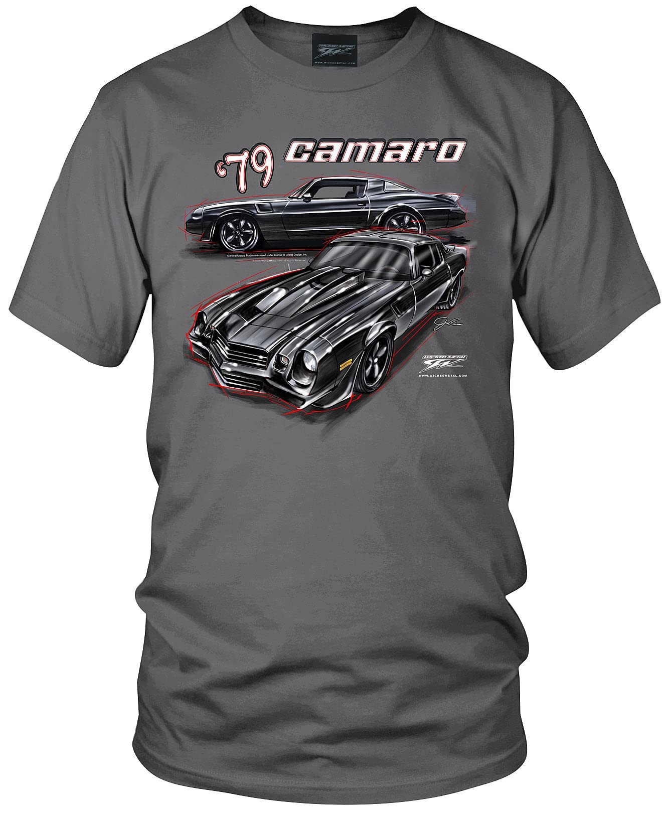 Wicked Metal 1979 Camaro Illustrated, Muscle Car Shirt, 2nd Gen Camaro Shirt, Camaro tee Grey
