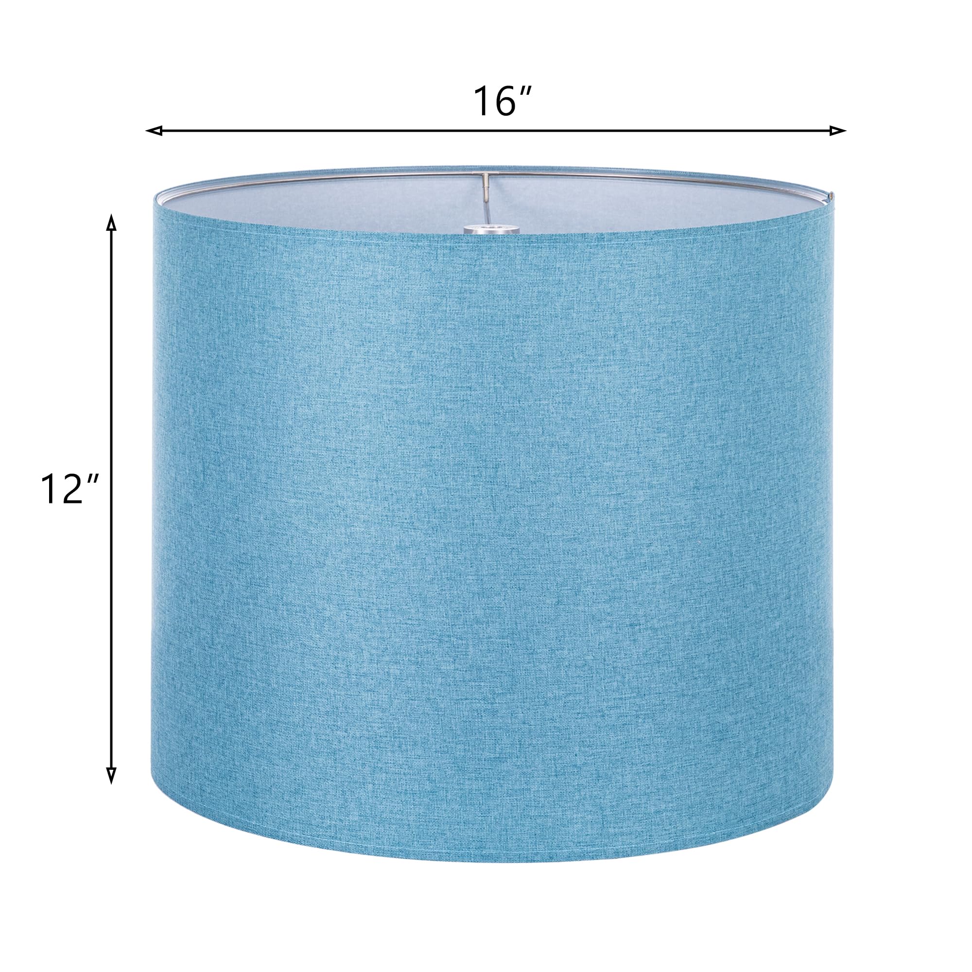 Wellmet 16"x16"x12" Assembly Required Lampshade for Table Lamp, Bedside Lamp, Floor Lamp, Fabric Drum Lampshade Classic Modern Style, Spider Fitter, Blue