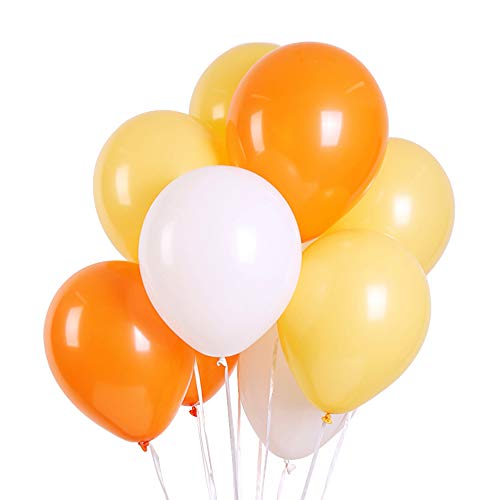 LFYDM Latex Balloon 100 pcs 12 inch : White and Orange and Medium Yellow Latex Balloons