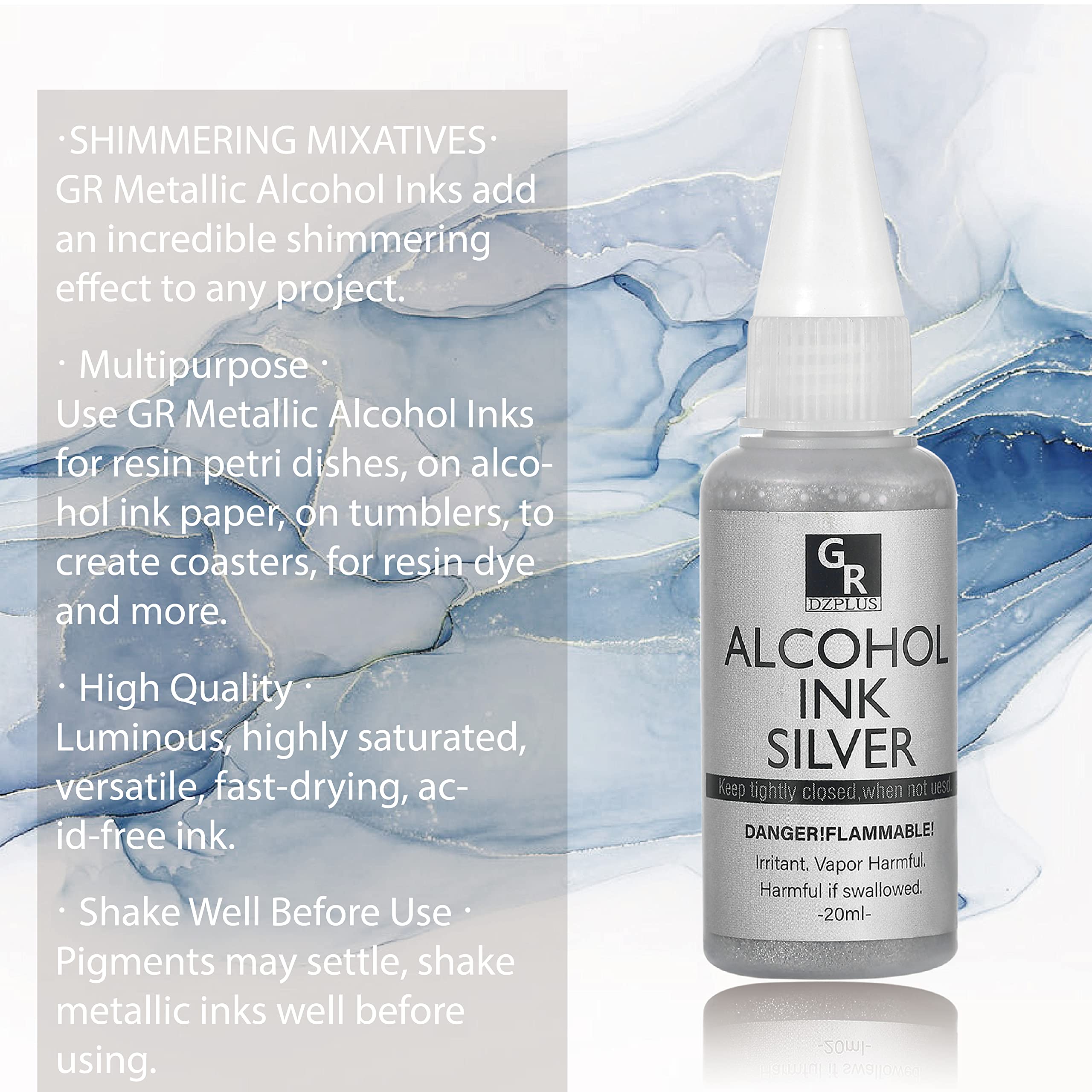 Metallic Alcohol Ink Set -4 Metallic Colors Alcohol Based Ink for Resin Art