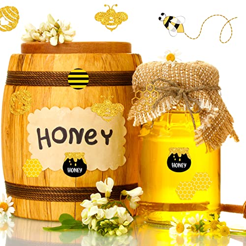 540 Pieces Bee Confetti Gold Glitter Bee Dot Stripes Confetti Yellow Black Circle Confetti Honeycomb Hexagon Confetti for Bee Themed Baby Shower Birthday Table Decoration
