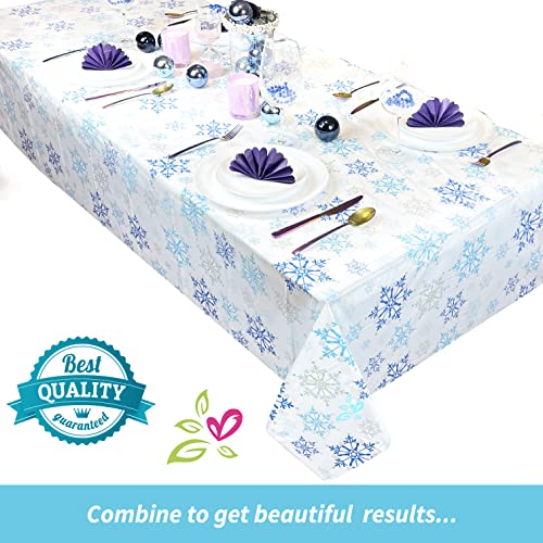 DECOSTYLE, Premium Disposable Table Cover, Frozen, elsa, Snowflake, Crystal, Parties, Winter Theme, Plastic, Birthday Party, Rectangular Decorations, Tablecloth, Table Cloths 54 Inch x 108 Inch