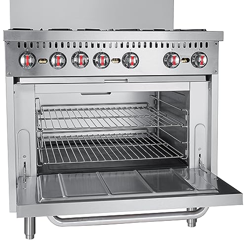 KoolMore KM-CR36-LP 36 in. 6 Burner Commercial Liquid Propane Range with Oven