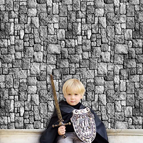 Stone Wall Tablecloths, Halloween Table Covers Brick Wall Decorations Disposable Plastic Medieval Castle Themed Brick Stone Table Cloth for Halloween Birthday Party Supplies, 108 x 54 Inch (1 Pack)
