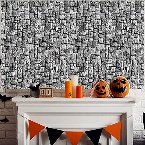 Stone Wall Tablecloths, Halloween Table Covers Brick Wall Decorations Disposable Plastic Medieval Castle Themed Brick Stone Table Cloth for Halloween Birthday Party Supplies, 108 x 54 Inch (1 Pack)