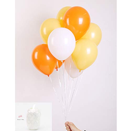 LFYDM Latex Balloon 100 pcs 12 inch : White and Orange and Medium Yellow Latex Balloons