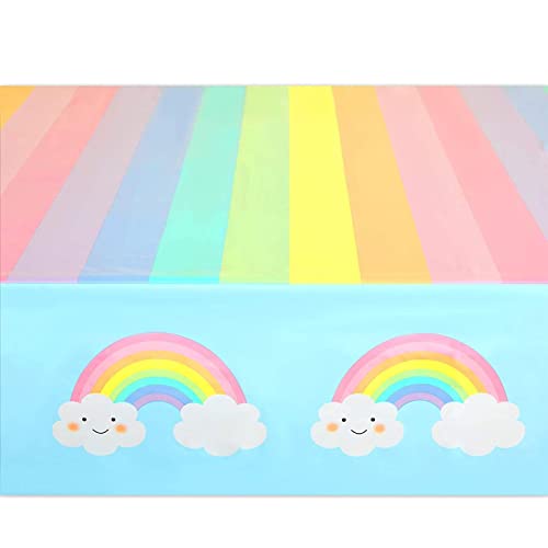 BLUE PANDA 3 Pack Pastel Rainbow Tablecloth for Baby Shower Decorations, Unicorn Birthday Party (54 x 108 in)