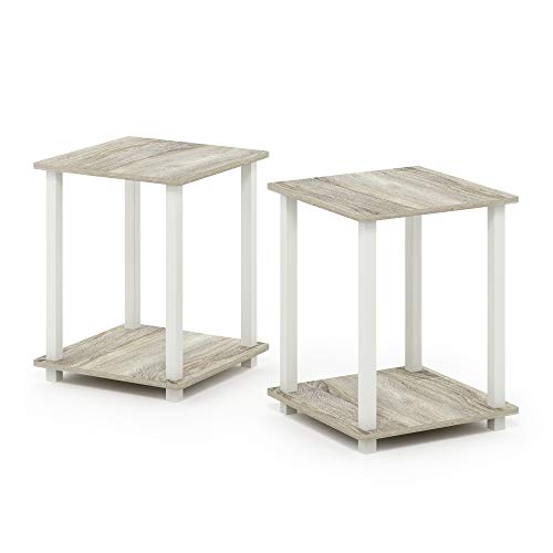 Furinno Simplistic Set of 2 End Table, Sonoma Oak/White