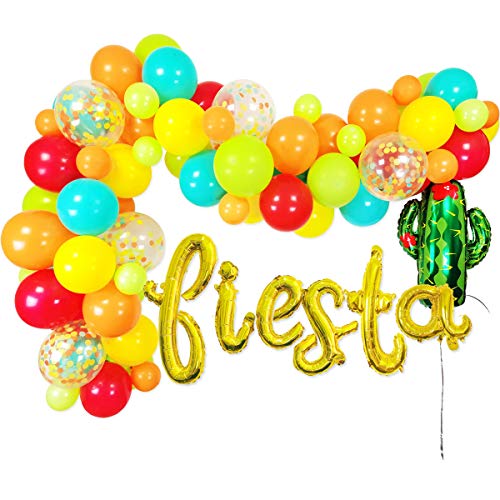 Fiesta Balloons Garland Kit Latex Balloons Balloon Arch Strip Set for Cactus Baby Shower Decorations Mexican Fiesta Party Decorations