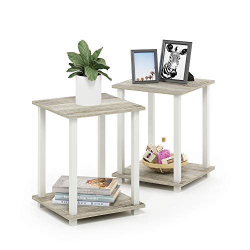 Furinno Simplistic Set of 2 End Table, Sonoma Oak/White