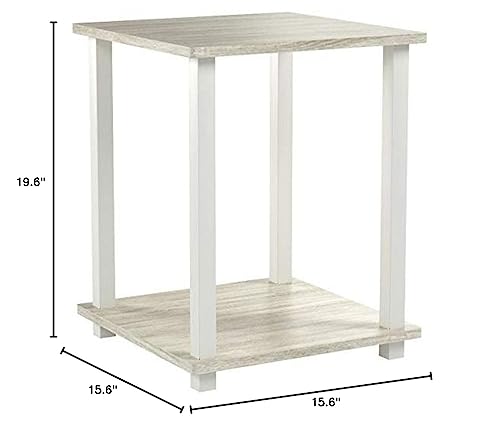 Furinno Simplistic Set of 2 End Table, Sonoma Oak/White