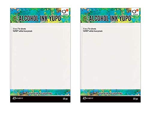 Ranger Alcohol Ink Yupo Paper - White Heavystock 5X7-2 Pack (with Bonus Purple Turtle Products Blending Sticks)