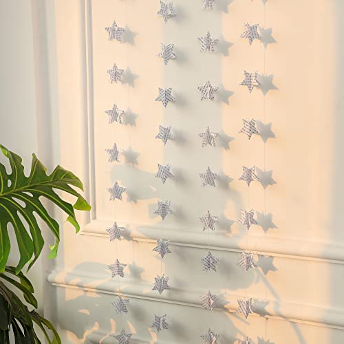 4 Pack Star Garland Book Pages Book Garland Newspaper Bunting Party Holiday Christmas Nursery Strand String Banner Wedding Garland Decorate(White)