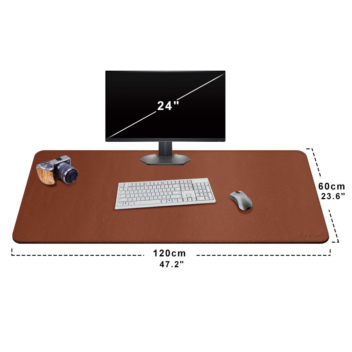 ZORESYN 3XL Large Mouse Pads (47.2" x 23.6") - PU Leather Extended Large Gaming Mousepad Desk Mat - Nonslip Base and Waterproof Desktop Keyboard Extended Mouse Mat (Light Brown, 3X-Large)