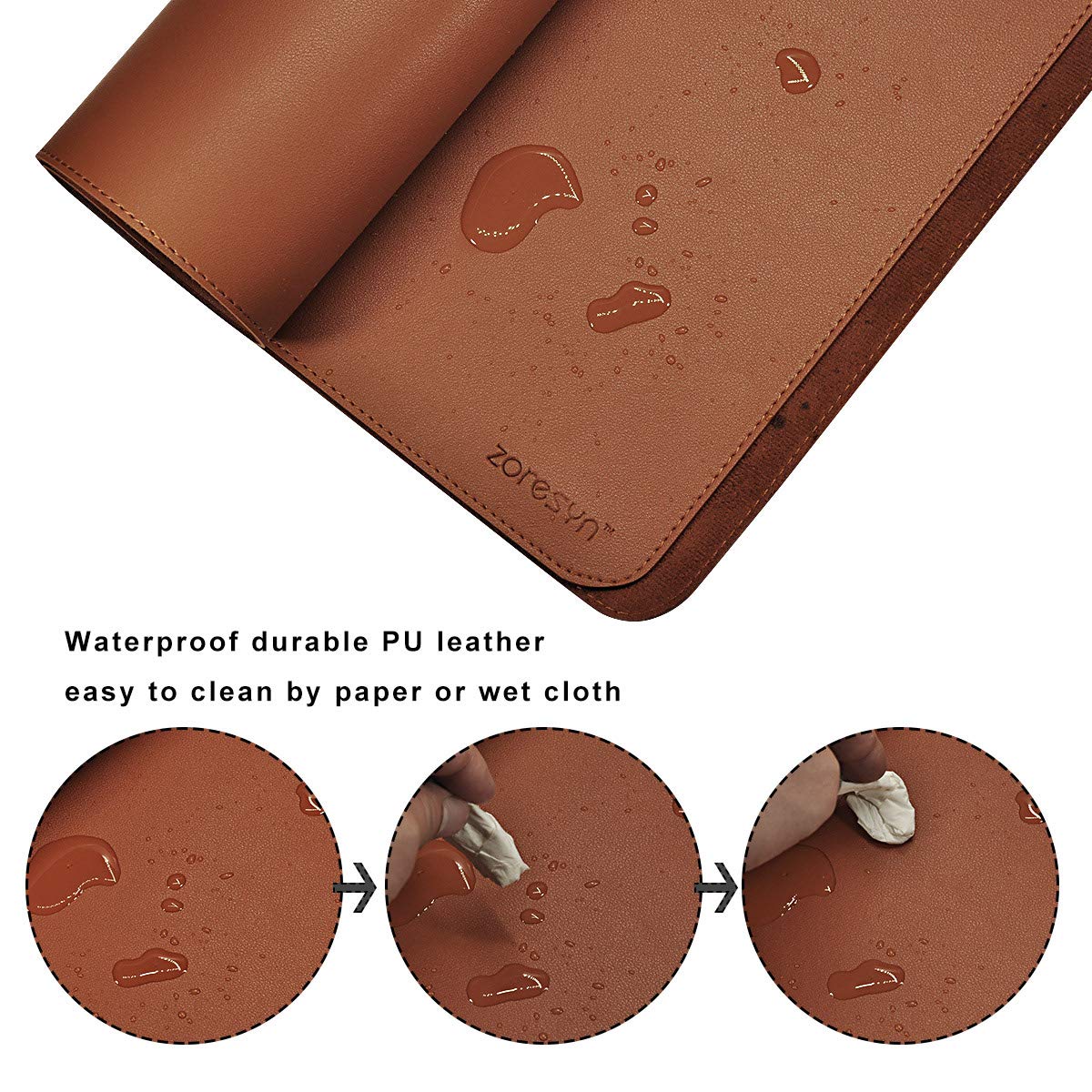 ZORESYN 3XL Large Mouse Pads (47.2" x 23.6") - PU Leather Extended Large Gaming Mousepad Desk Mat - Nonslip Base and Waterproof Desktop Keyboard Extended Mouse Mat (Light Brown, 3X-Large)