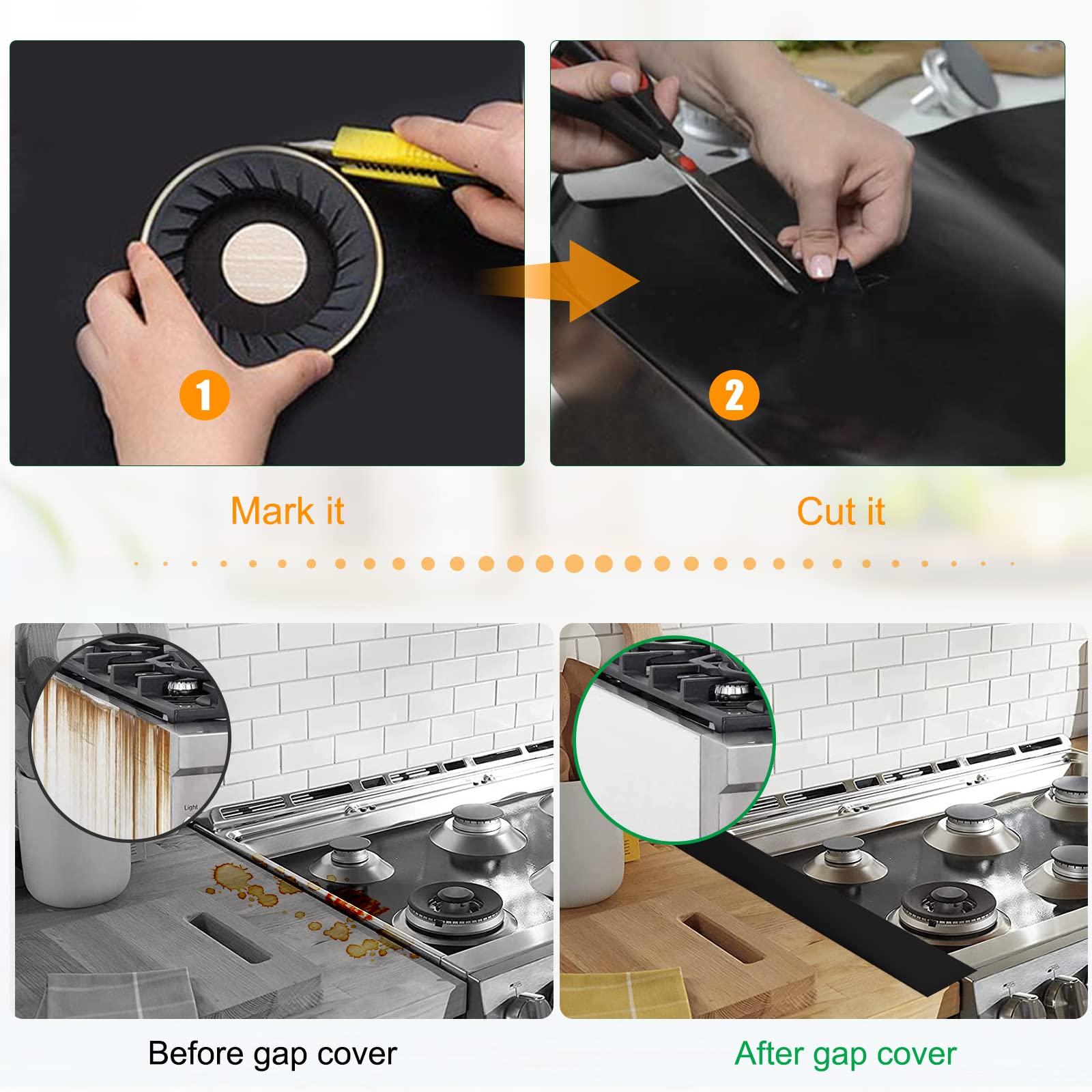 Stove Cover Gas Stove Top Burner Covers Protectors for Samsung Gas Range Stove Mat Protector Reusable,Oven Liners Mat Gas Range Protectors Covers,Non-Stick Washable Keep Stove Clean Stove Guard