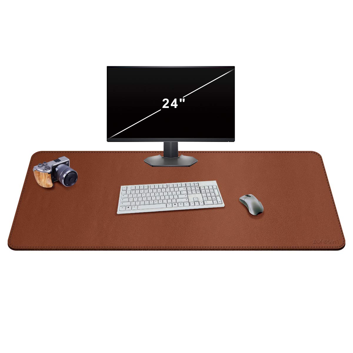 ZORESYN 3XL Large Mouse Pads (47.2" x 23.6") - PU Leather Extended Large Gaming Mousepad Desk Mat - Nonslip Base and Waterproof Desktop Keyboard Extended Mouse Mat (Light Brown, 3X-Large)