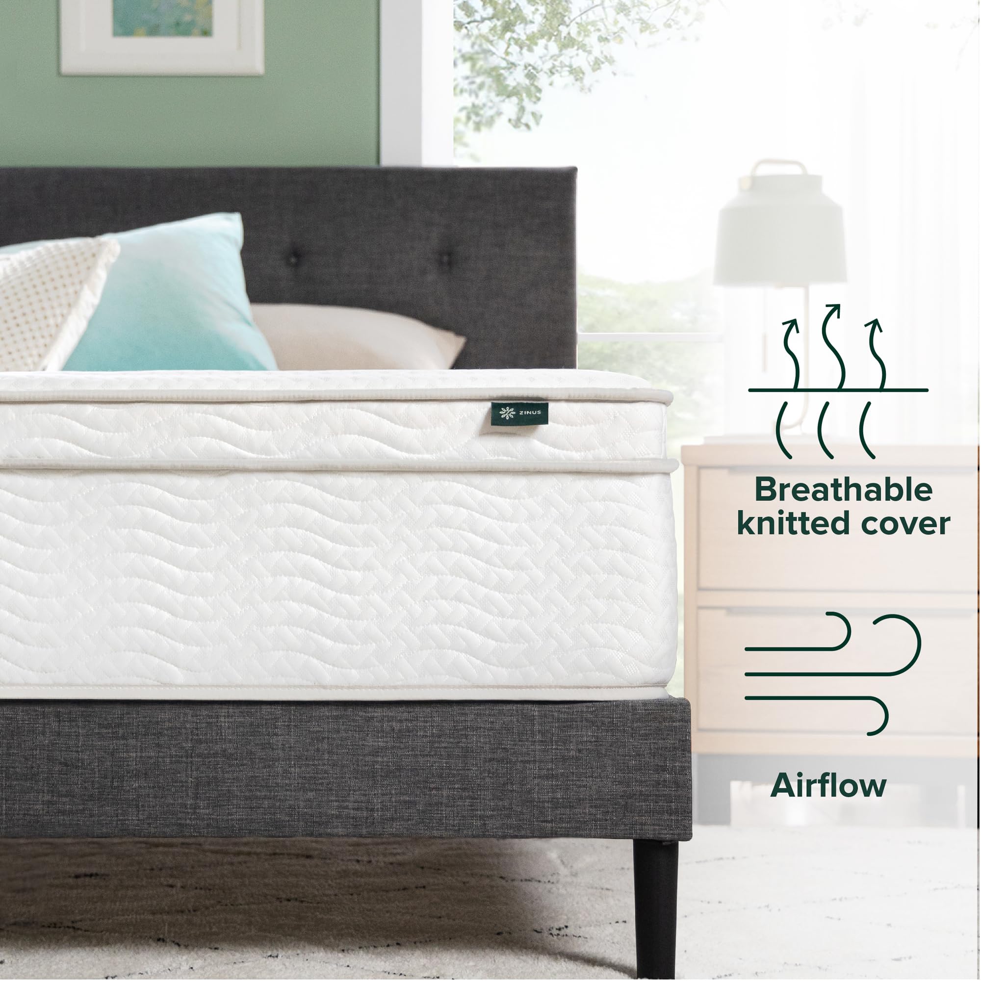 ZINUS 12 Inch Foam and Spring Hybrid Mattress [New Version], King, Fiberglass Free, Medium Firmness, Durable Support, Certified Safe Foams & Fabric, Mattress in A Box