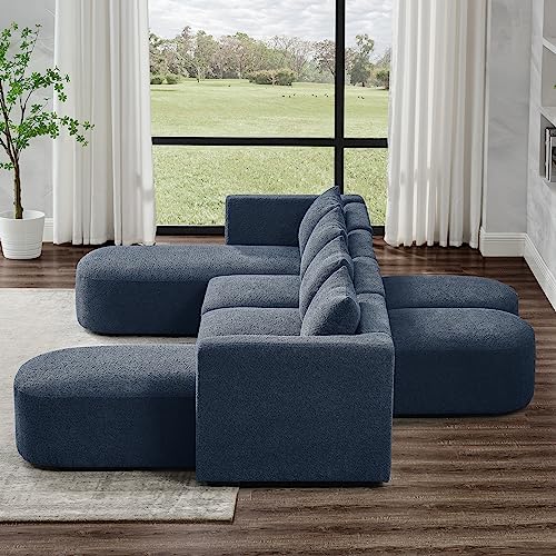 Free Combination Upholstered Reversible Modular Sectional Sofa,Rearrangeable U-Shaped Corner Cloud Deep Sleeper Sofá Bed with 2 Single Seats, Chaises and Ottomans for Living Room Office Furniture Set