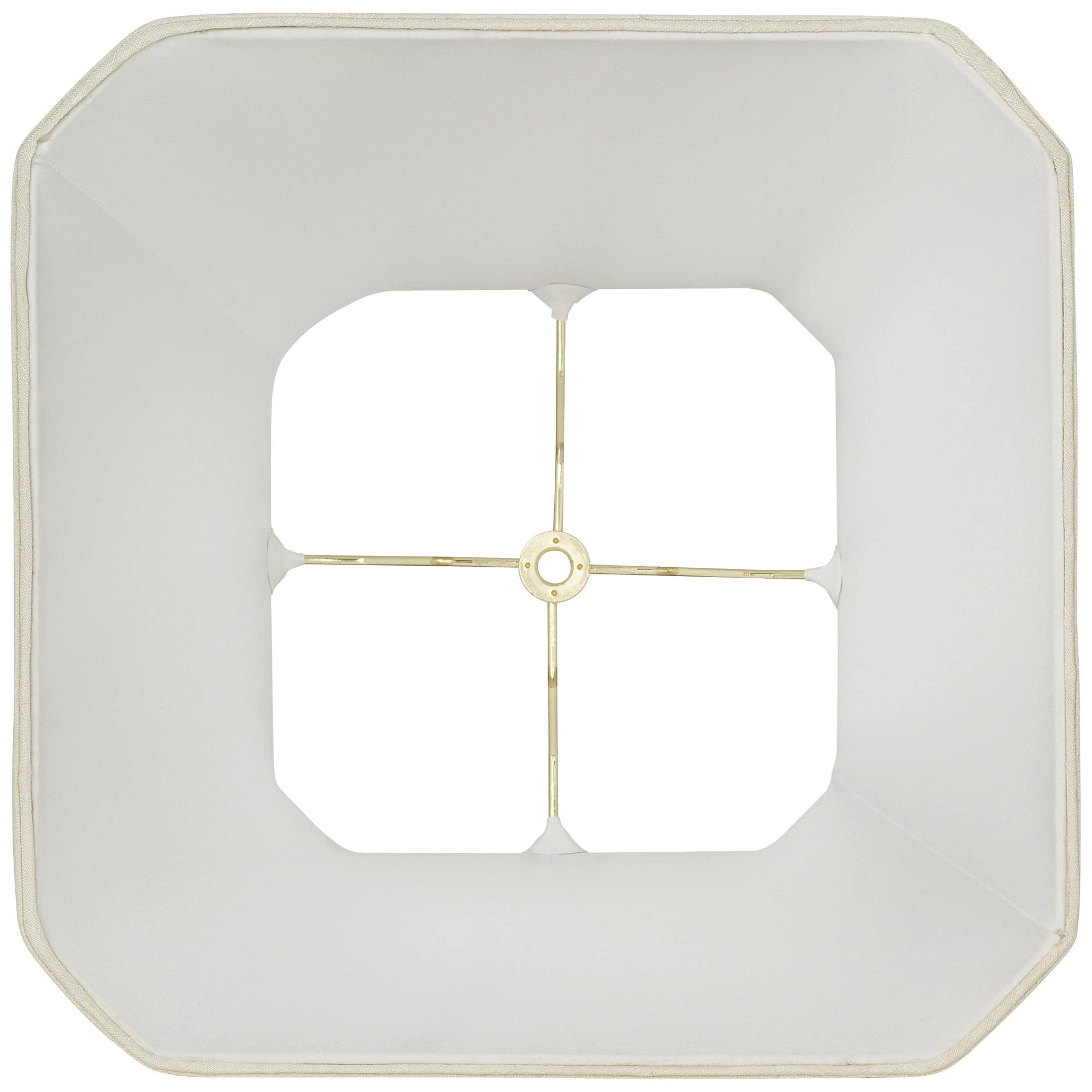 Creme Small Square Cut Corner Lamp Shade 8" Top x 12" Bottom x 11" Slant x 10.5" High (Spider) Replacement with Harp and Finial - Imperial Shade