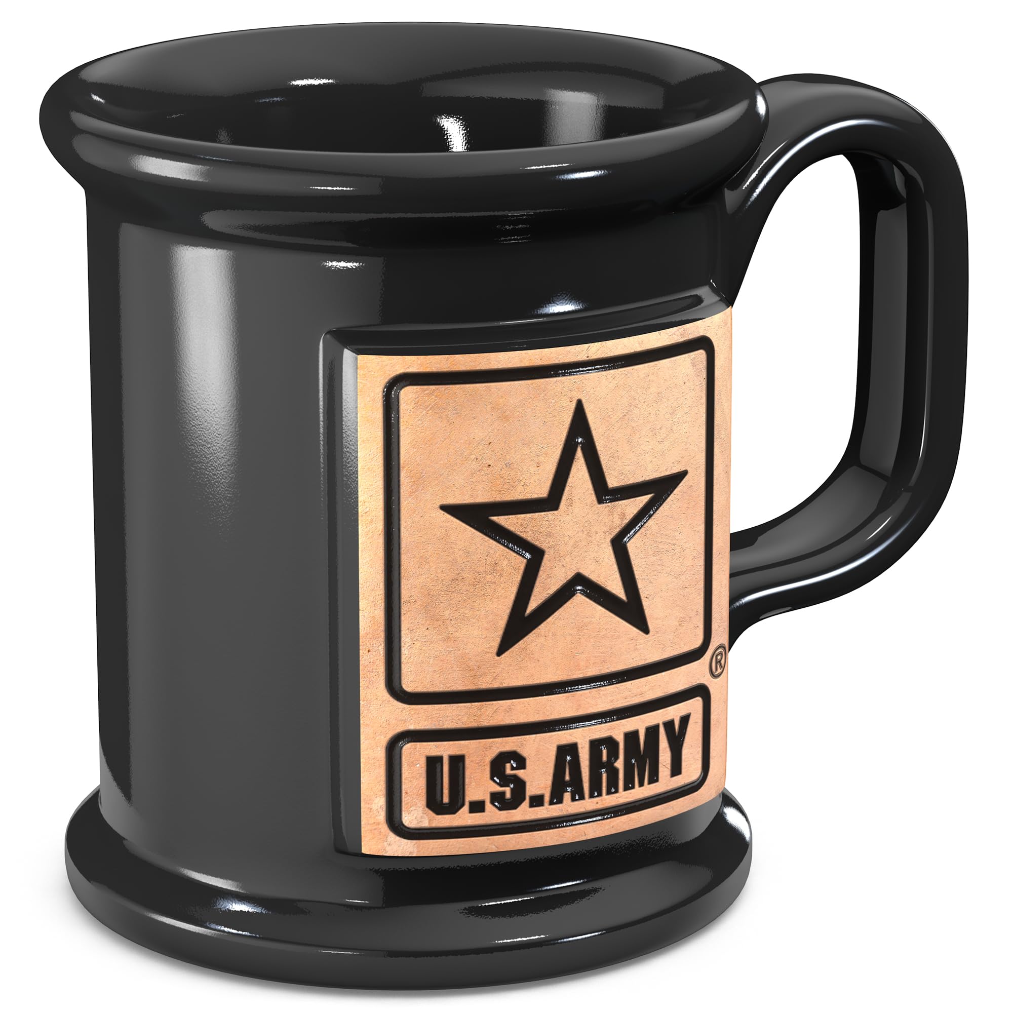 Old Southern Brass 16 Ounce Handmade Ceramic Coffee Mug - Embossed U.S. Army Logo - American Owned & Operated Company