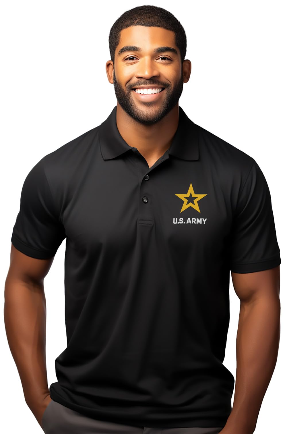 Ann Arbor T-shirt Co. US Army Collared Polo | U.S. Military Infantry Armor Licensed Shirt with Collar for Men Women - (Black, L)