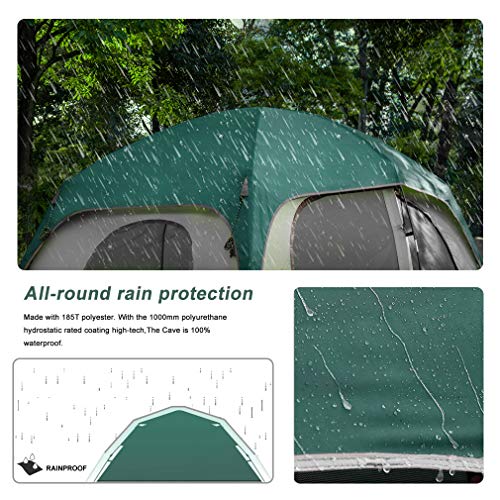 CAMPROS CP Tent-6-Person-Camping-Tents, Waterproof Windproof Family Tent with Top Rainfly, 4 Large Mesh Windows, Double Layer, Easy Set Up, Portable with Carry Bag - Dark Green