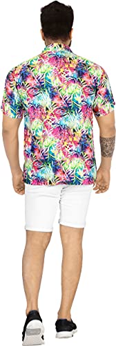 LA LEELA Men's Hawaiian Shirt Camp X-Large Alcohol Ink Paint Multicoloured
