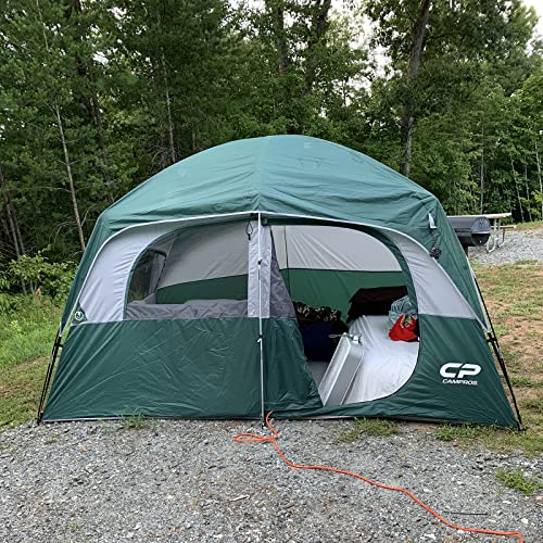 CAMPROS CP Tent-6-Person-Camping-Tents, Waterproof Windproof Family Tent with Top Rainfly, 4 Large Mesh Windows, Double Layer, Easy Set Up, Portable with Carry Bag - Dark Green