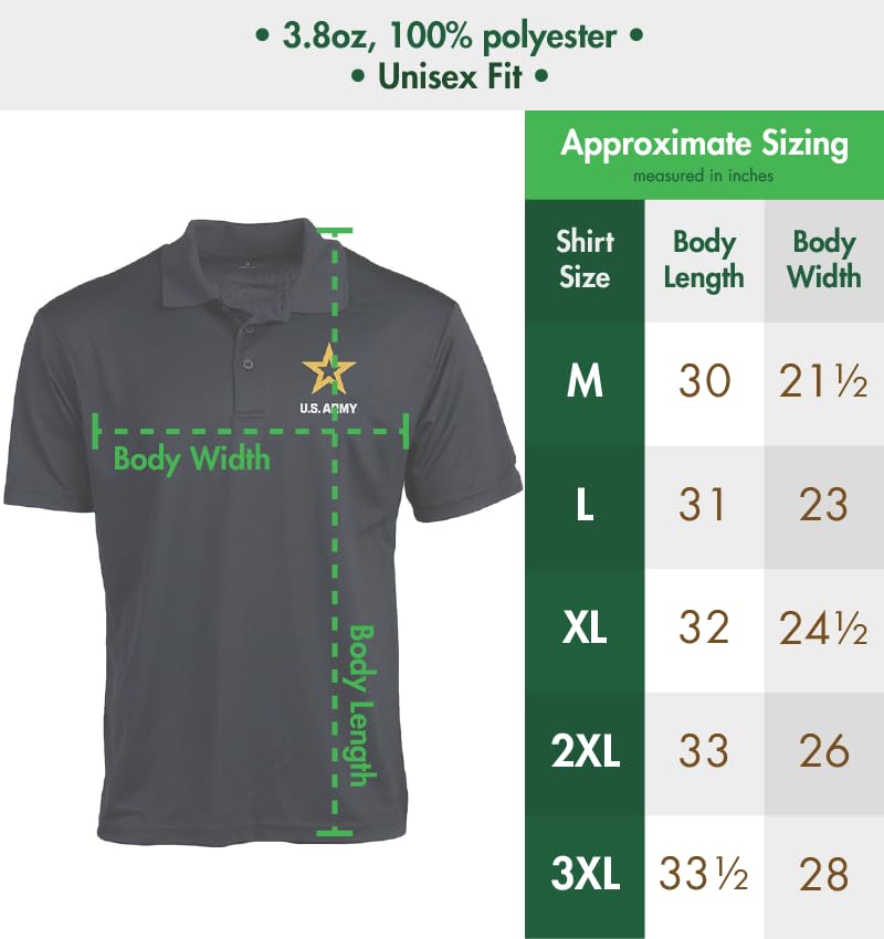 Ann Arbor T-shirt Co. US Army Collared Polo | U.S. Military Infantry Armor Licensed Shirt with Collar for Men Women - (Black, L)