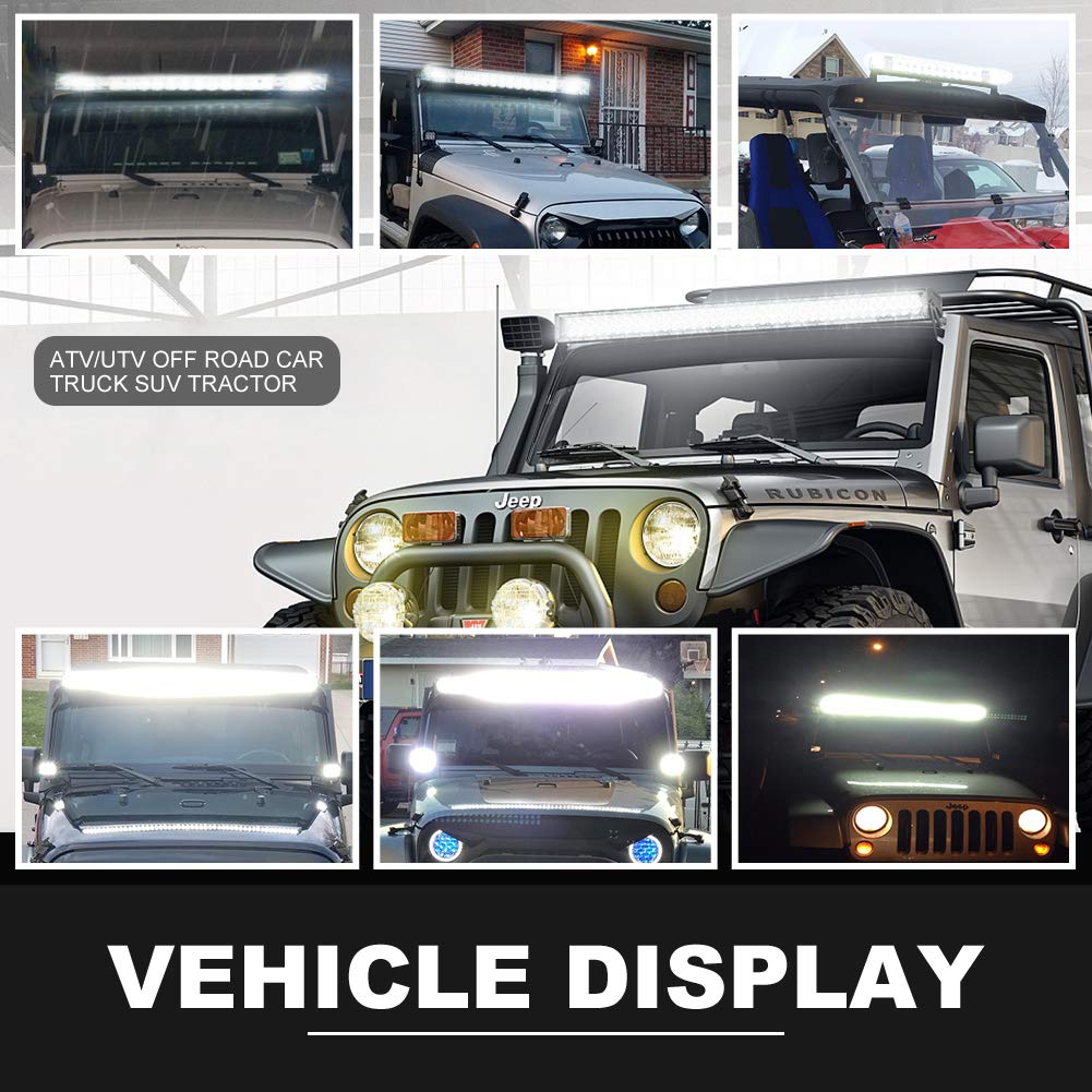 DOT 22Inch Triple Row 450W LED Light Bar+2PCS 4Inch Led Fog Cube Pods+Wiring Kit for Driving Lamps Marine Boat Ram Polaris Honda Can Am Defender Dodge GMC UTV ATV Frontier Commander Tractor 4 Wheeler
