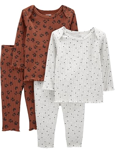 Simple Joys by Carter's Baby Girls' 4-Piece Textured Set, Animal Print/Grey, 3-6 Months