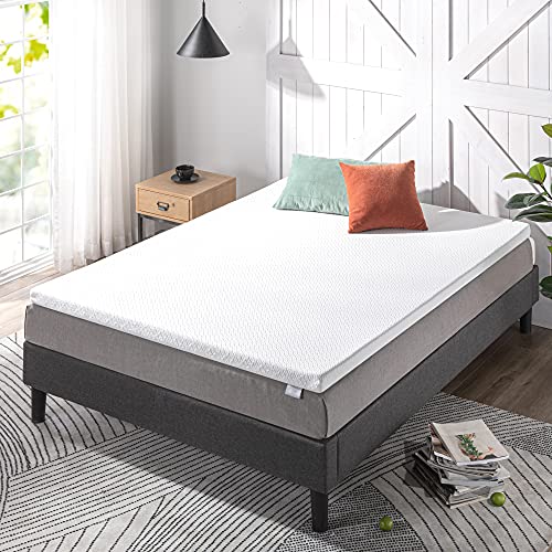 ZINUS 2 Inch Ultra Cooling Gel Memory Foam Mattress Topper with Cooling Cover, CertiPUR-US Certified, Full, White