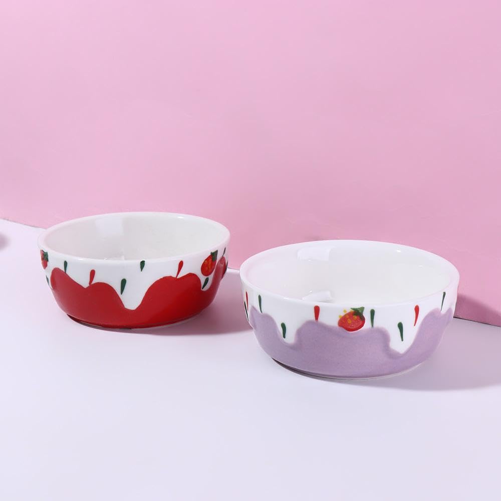 Hamster Ceramic Bowl, Small Animals Food Water Bowl Anti-Turning Bowl for Guinea Pig Rabbit Gerbil Chinchilla Hedgehog Rat(red)