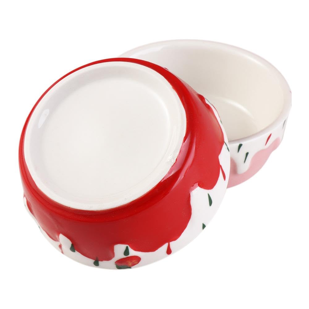 Hamster Ceramic Bowl, Small Animals Food Water Bowl Anti-Turning Bowl for Guinea Pig Rabbit Gerbil Chinchilla Hedgehog Rat(red)