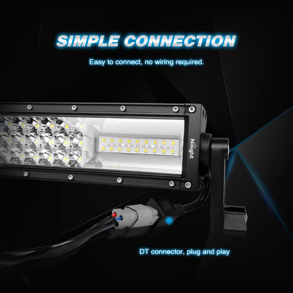 Nilight - 18101C-A LED Light Bar 22Inch 270W White & Amber Triple Row 13500LM Flood Spot Combo Led Bar Off Road Lights for Trucks with Wiring Harness Kit,2 Years Warranty