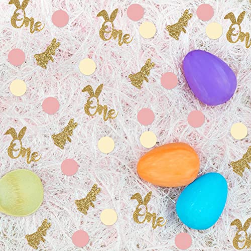 200 Pcs Bunny Confetti Some Bunny is One Decorations Bunny Birthday Decorations Bunny Decorations for Birthday Party Easter Confetti Glitter Easter Table Decor Easter Birthday Party Decorations