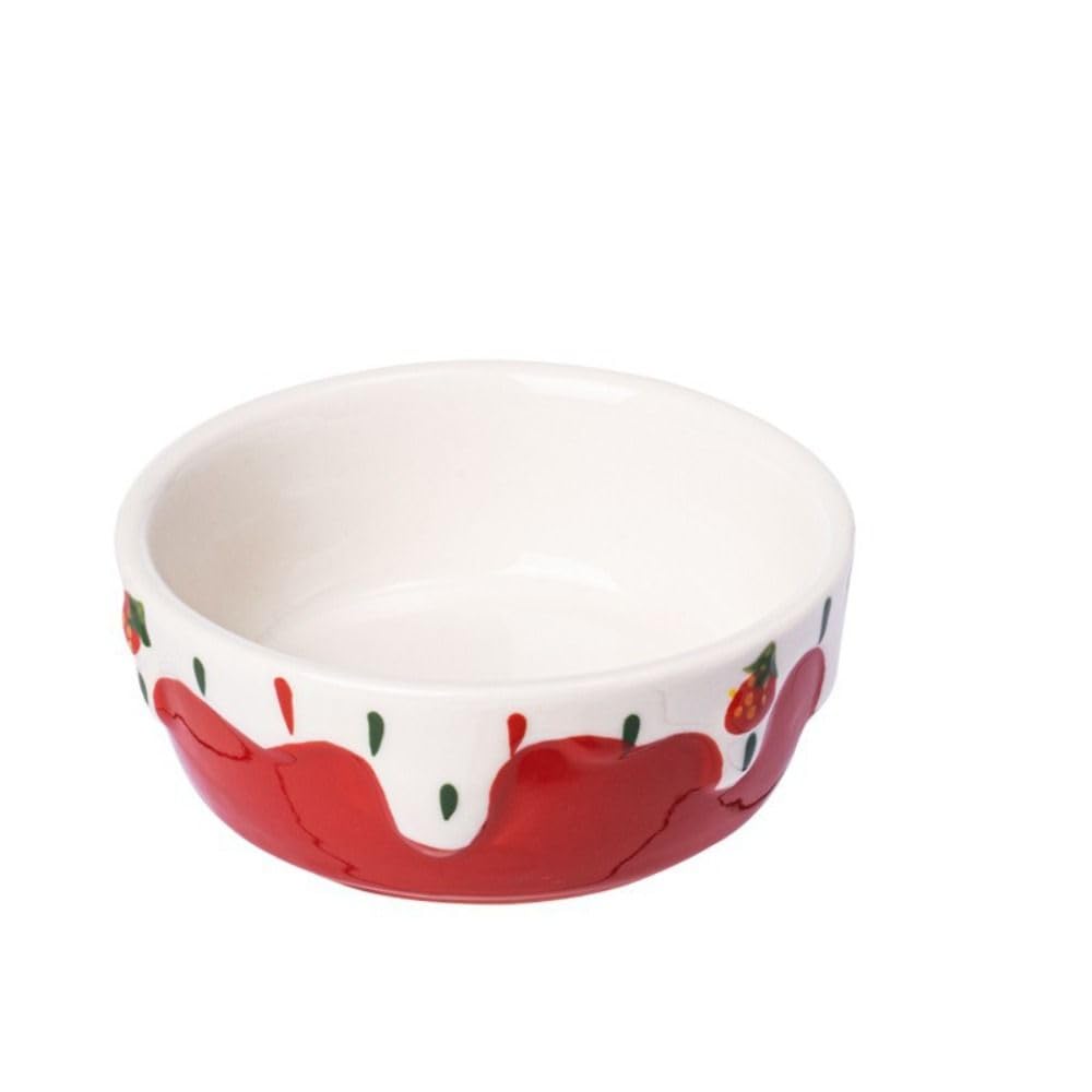Hamster Ceramic Bowl, Small Animals Food Water Bowl Anti-Turning Bowl for Guinea Pig Rabbit Gerbil Chinchilla Hedgehog Rat(red)