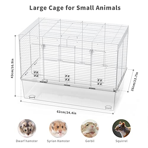 BUCATSTATE Hamster Cage 3-Level with Accessories, Includes Free Exercise Wheel, Water Bottle, Food Bowl & Hamster Hideout, Large Hamster Cage for Dwarf Hamster, Mice, Degus (24.4" L*13.7 "W*16.9" H)