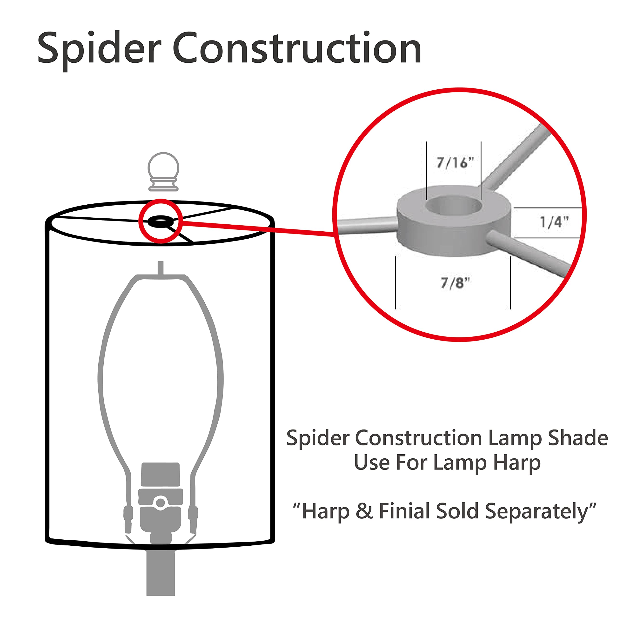 Aspen Creative 33138, Mushroom Shaped Pleated Traditional Spider Construction Lamp Shade, White, 7" Top x 17" Bottom x 13" Slant Height