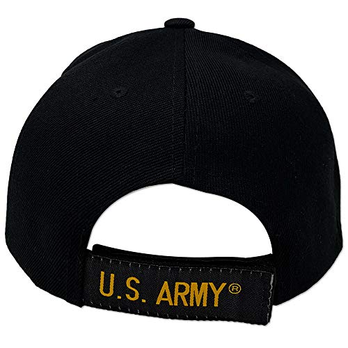 DANKONG Acrylic Military Hat - US Warriors Official Licensed Army Hat 3D Embroidered with Size Adjustable Hoop and Loop Closure for Men and Women - Circle Army Logo with Side Logo - Black