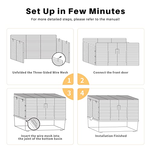 BUCATSTATE Hamster Cage 3-Level with Accessories, Includes Free Exercise Wheel, Water Bottle, Food Bowl & Hamster Hideout, Large Hamster Cage for Dwarf Hamster, Mice, Degus (24.4" L*13.7 "W*16.9" H)