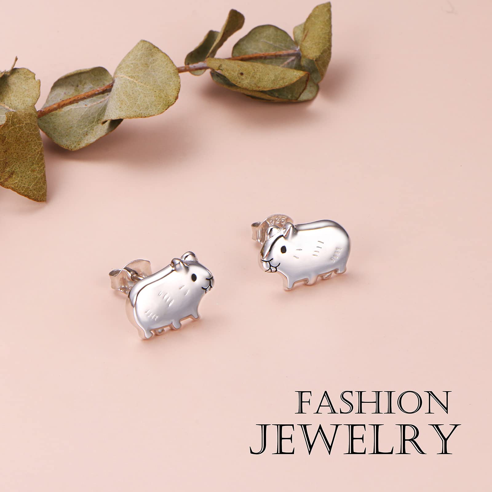 Yearace 925 Sterling Silver Cute Animal Hamster Pet Gerbil Guinea Pig Stud Earrings for Women Daughter Birthday