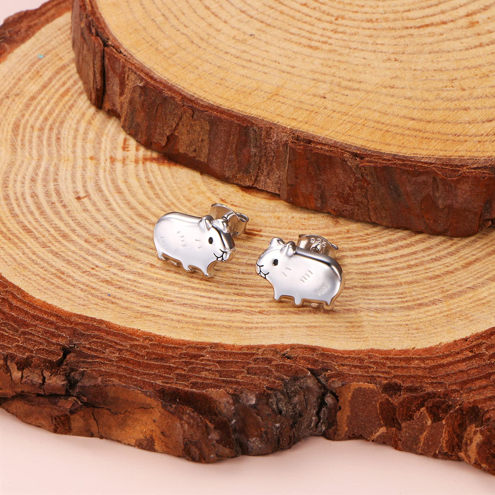 Yearace 925 Sterling Silver Cute Animal Hamster Pet Gerbil Guinea Pig Stud Earrings for Women Daughter Birthday